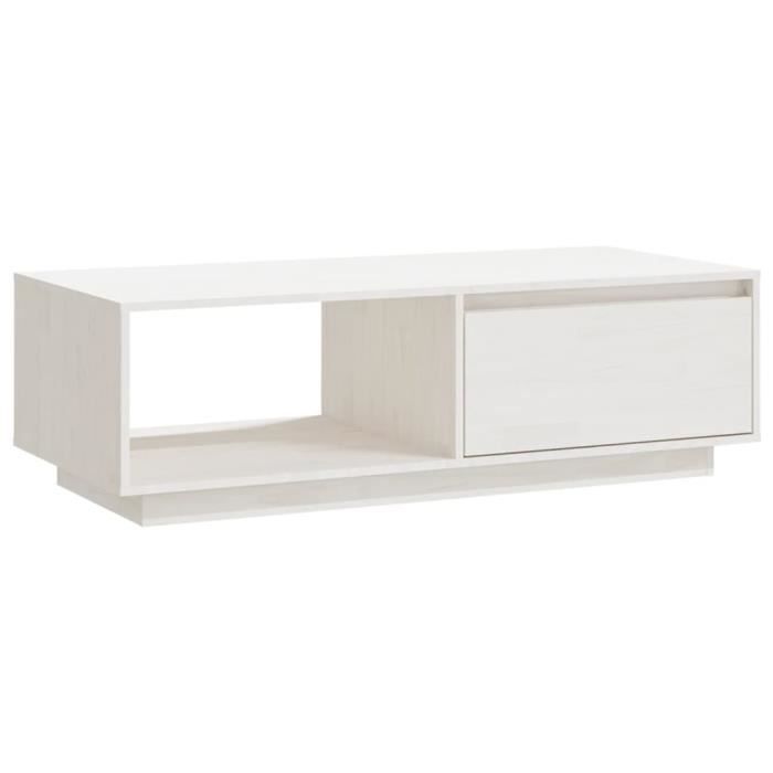 BONNE - Table de Salon Scandinave Table basse Blanc 110x50x33,5 cm Bois ...