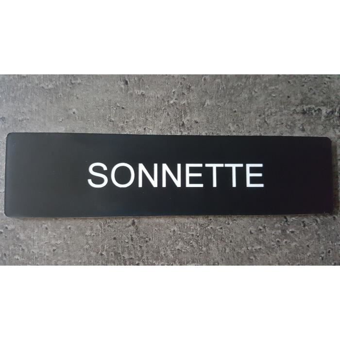 Plaque gravée" SONNETTE "avec adhésif ,étiquette 10 cm x 2.5 cm x 1,6 ...