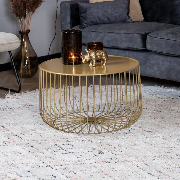Senna Table Basse Industrielle Métal Gold Ø 60 - Cdiscount Maison