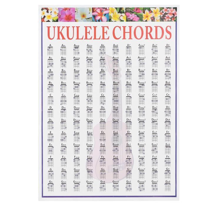 Dioche Ukulélé Accords Cheatsheet Ukulele Chord Chart Art Paper Affiche ...