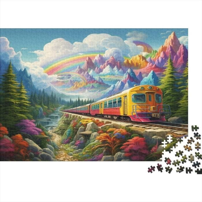 Trains En Bois Puzzles Pour Adultes 500 Pièces Train Jeu Anti-Stress ...