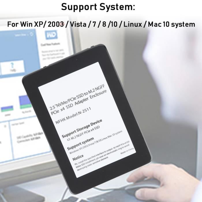 EJ.life Carte Riser Adaptateur SSD M.2 PCIE x4 vers U.2 SFF‑8639 pour ...