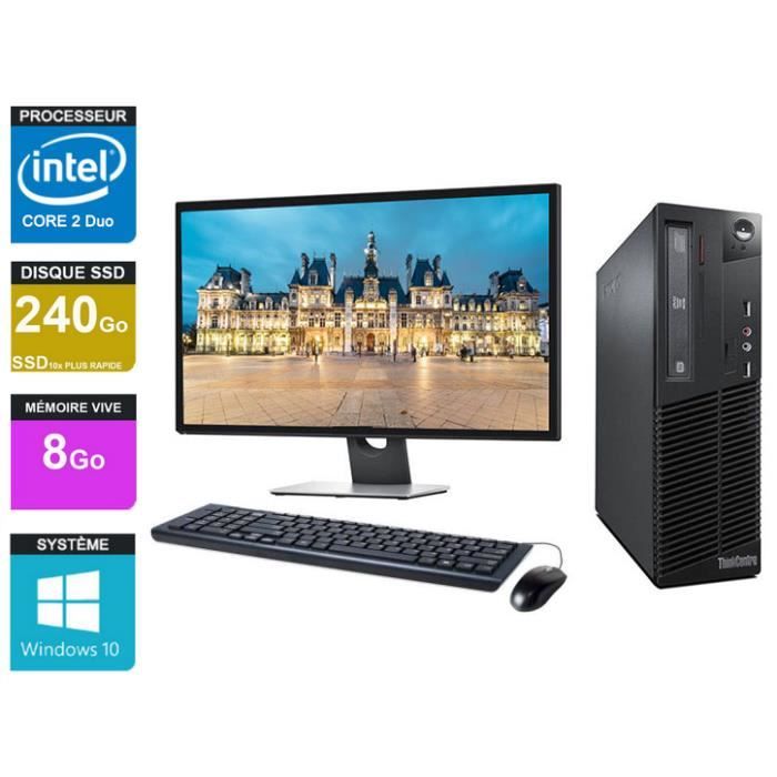 ORDINATEUR COMPLET LENOVO THINKCENTRE M72E - 8GO RAM - 240GO SSD ...