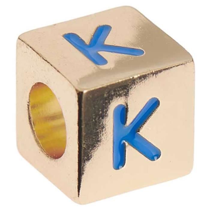 Perles Pony - RICO DESIGN - Cube Alphabet - Lettre K - Doré - 1 x 1 cm ...