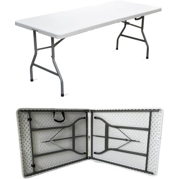 Table pliante refermable pour fêtes, foires, jardin, camping, 180 x 75 ...