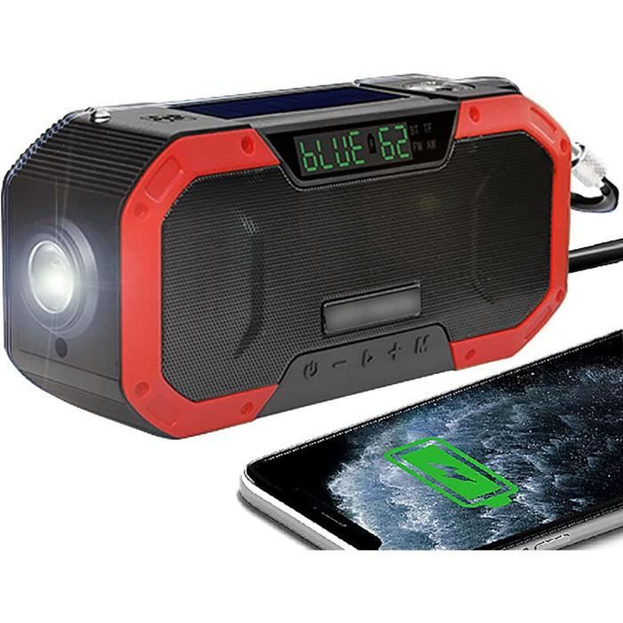 Radio Météo, Radio Rechargeable À Main Solaire 5000 Mah Bluetooth-Am-Fm ...