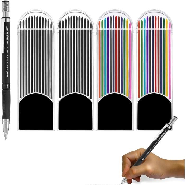 Porte Mine 2Mm,Crayon Mécanique Set,Crayon À Dessin Rétractable ...