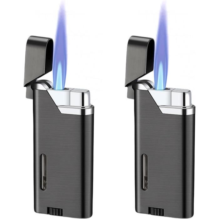 Lot De 2 Briquets Tempête : Jetflamme À Gaz Avec Fenêtre Visible, Rechargeables, Coupe-Vent ...