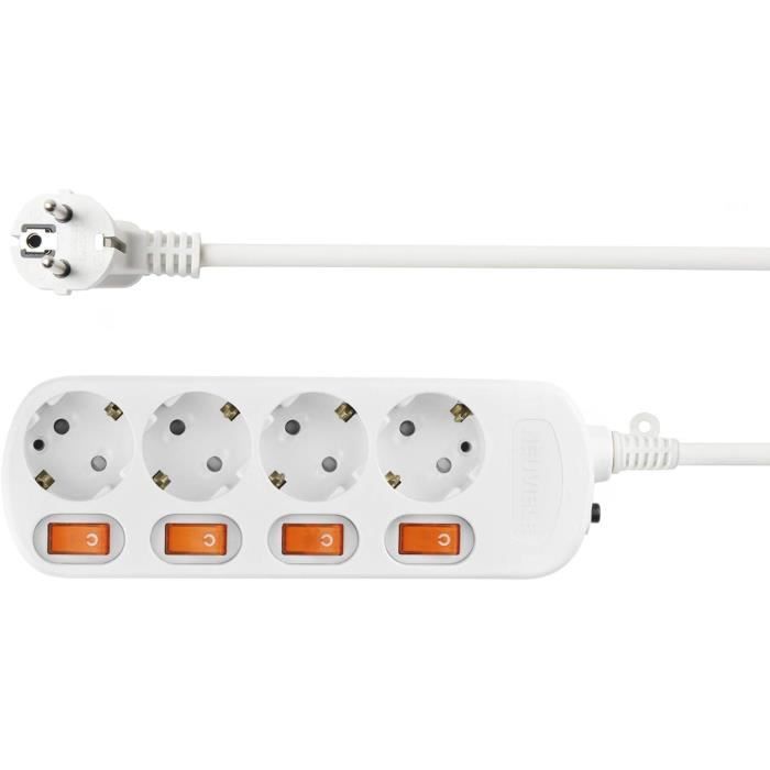 Multiprise 4 Prises Avec Parasurtenseur - Commutable Individuellement ...