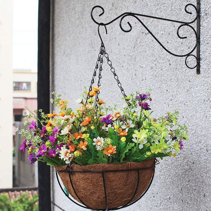 Crochet mural fer suspension pots de fleurs oiseaux lanternes ...