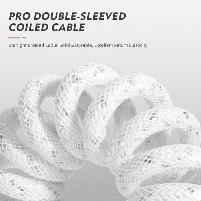 C03 Câble Usb C Spiralé Pour Clavier De Jeu, Cable Usb C Tressé Pour ...