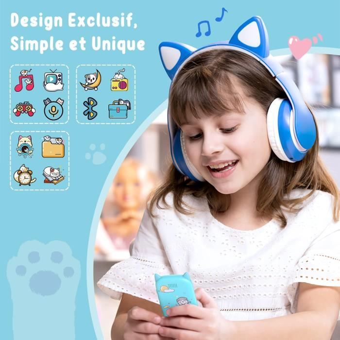 Nornward Mp3 Enfant Bluetooth 5.3 Avec Haut-Parleur, Mignon Chat Design ...