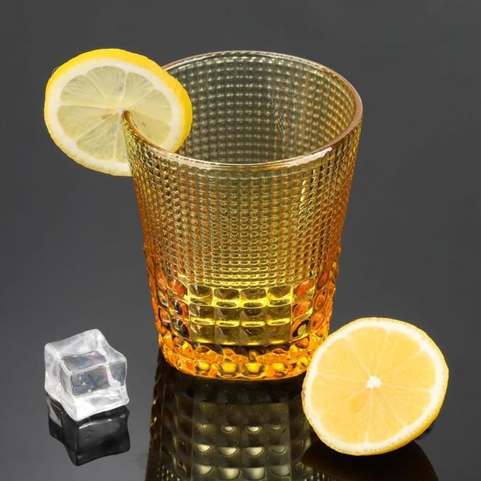 Verres À Eau En Verre Ambré 300 Ml Avec Texture En Diamant, Lot De 4 ...