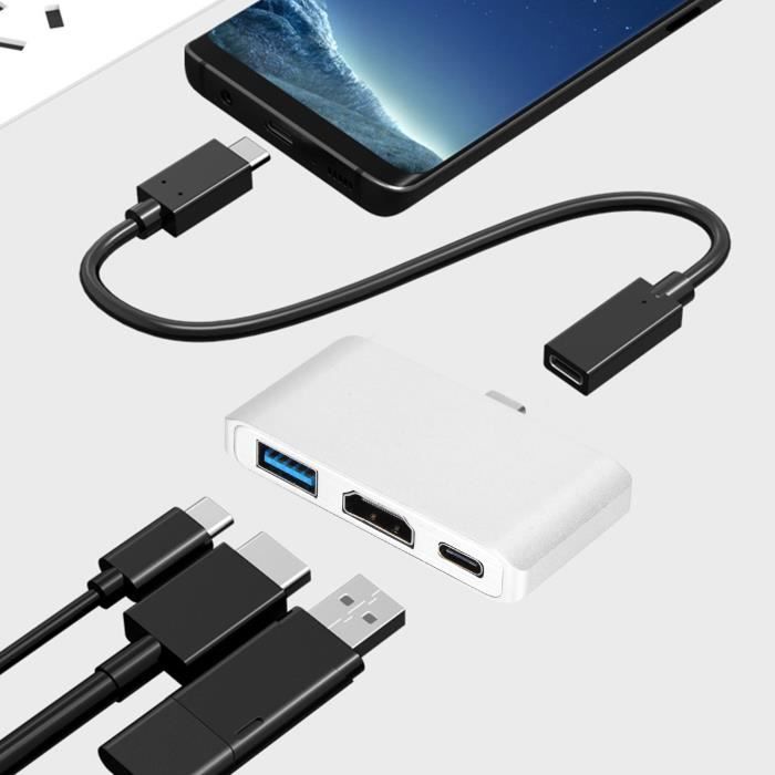 Adaptateur Hub USB Type-C avec HDMI 4K, PD,Port USB 3.0 pour Téléphones ...