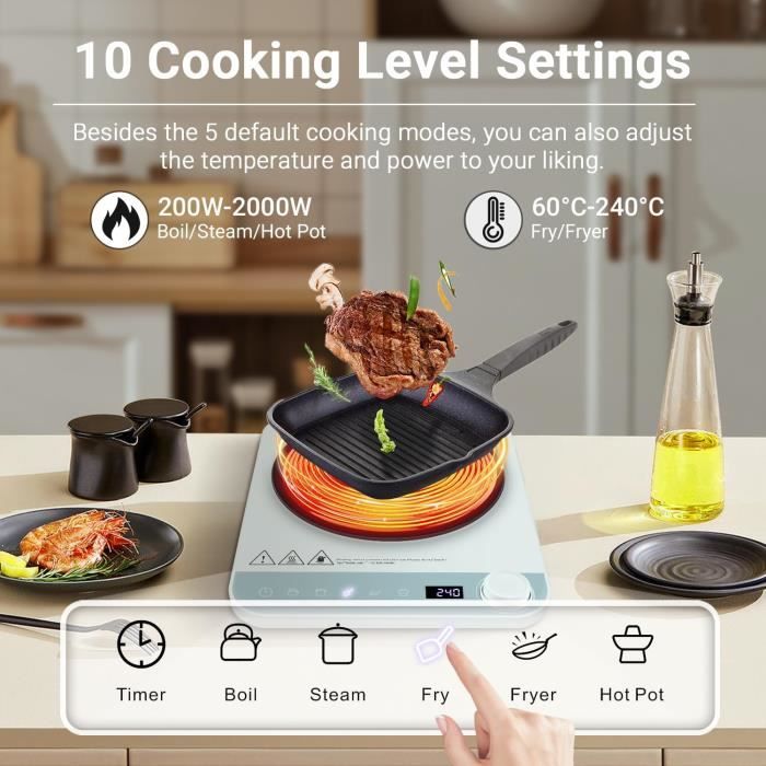 Plaque à induction, table de cuisson portable au design ultra-mince ...