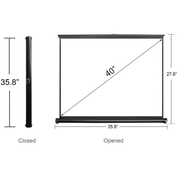 Toile Videoprojecteur, 50" Ecran Projection Portable Rétractable Pull ...