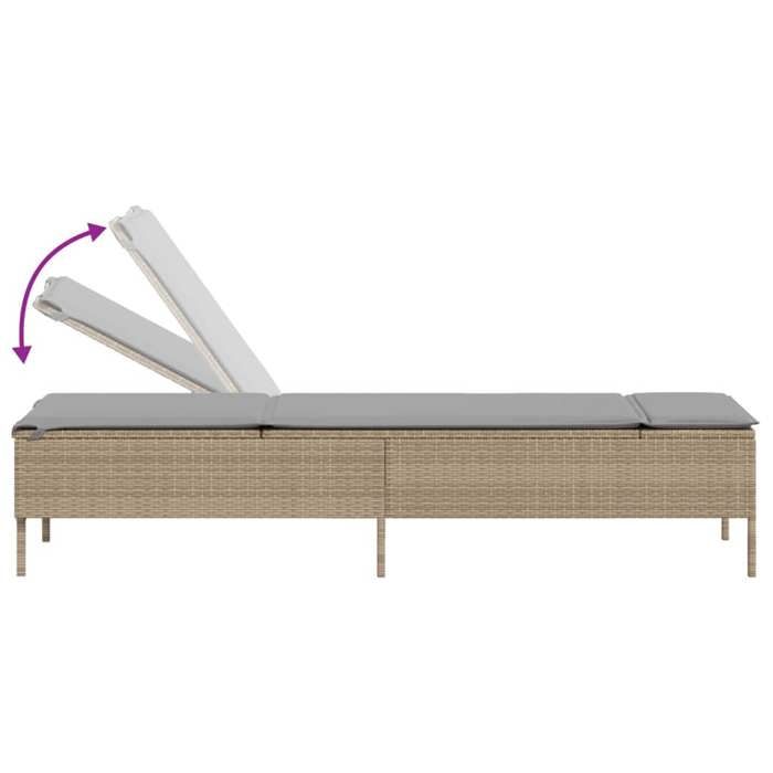 89320& Set de Bains de soleil avec coussins lot de 2 beige résine ...