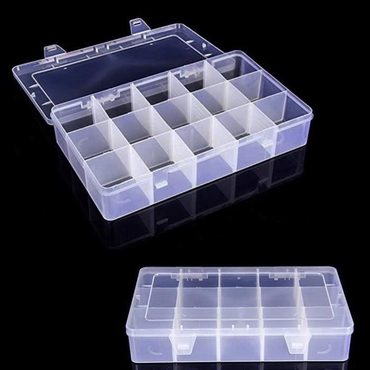 Boîte de rangement en plastique transparent à 15 grilles avec ...