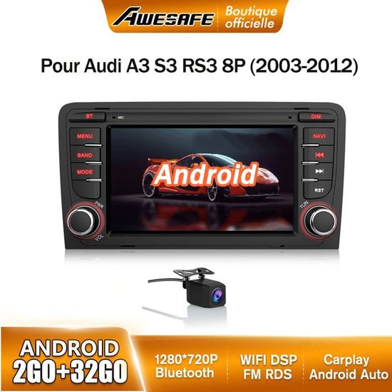 AWESAFE Autoradio Android 13 pour Audi A3 8P/S3/RS3/Sportback 2Go+32Go avec 7'' Écran Tactile ...