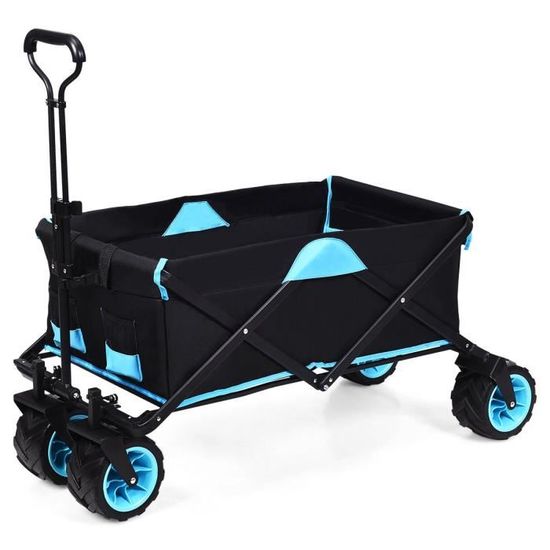 Remorque pliable à 4 roues - - Charge 50 kg - Bleu - Cdiscount Sport