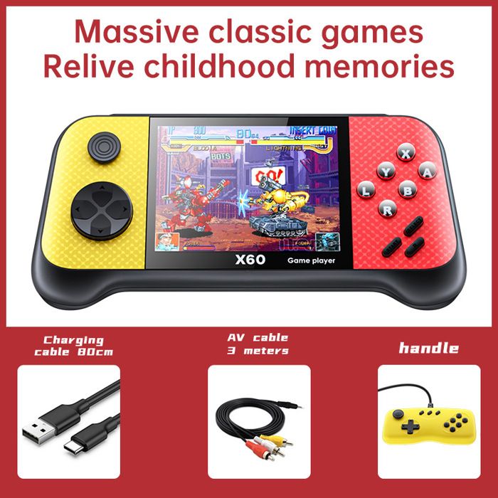 Console de jeu d'arcade classique Gba X60, poignée unique, rouge et jaune, Retro Console ...