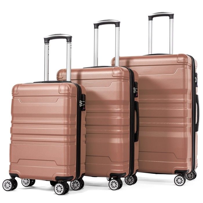 Valise Cabine 3 Pièces TSA Rose Gold - Set Bagages Main M/L/XL ...