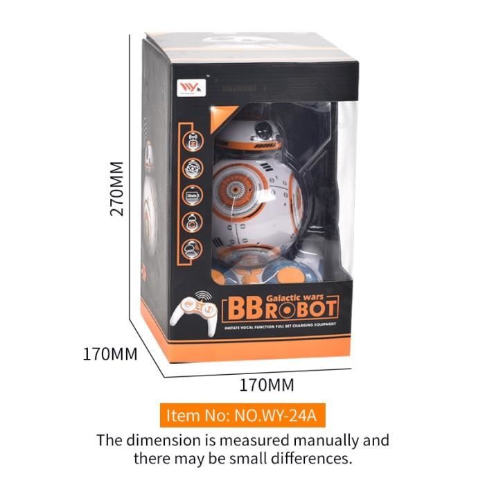 Basique-Robot droïde boule BB8 RC BB 8 avec télécommande, figurine'action sonore, mise à niveau ...