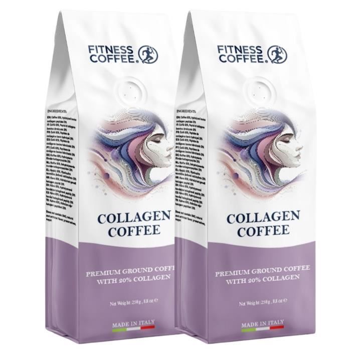 Fitness Coffee Café au Collagène - 2 sachets de 250 g de café moulu ...