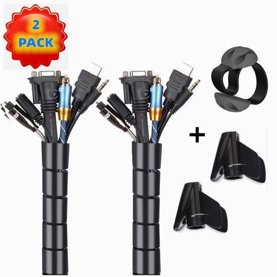 Cache Cable 2 Pack,2x3m PE Câble,Gaine pour câbles(2.2cm Ø et 1.6cmØ ...