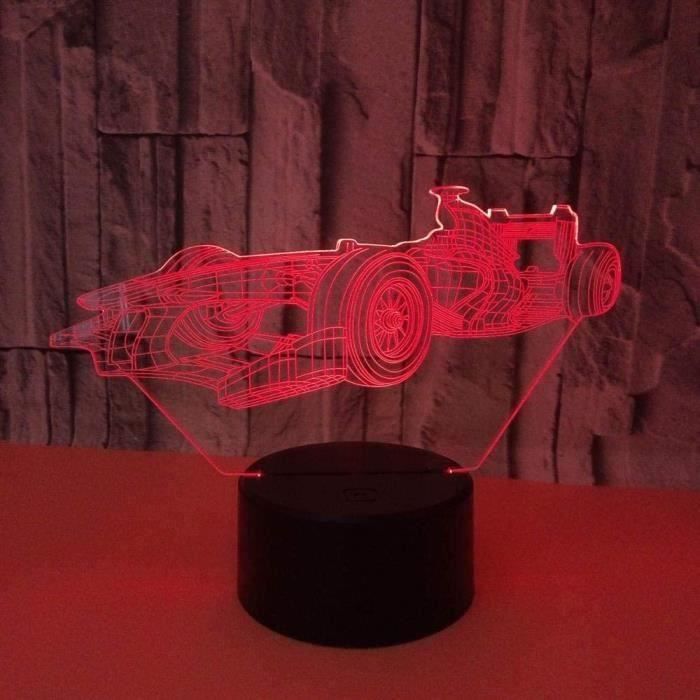 3D Lampe Illusion Led Lumière de Nuit Voiture de F1 De Chevet Éclairage ...