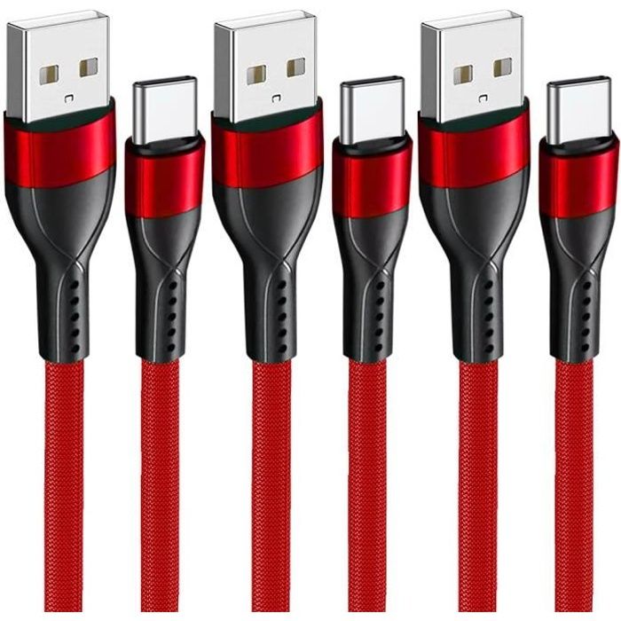 Lot de 3 Câbles USB-C Charge Rapide 3A pour Samsung Xiaomi Redmi OPPO ...