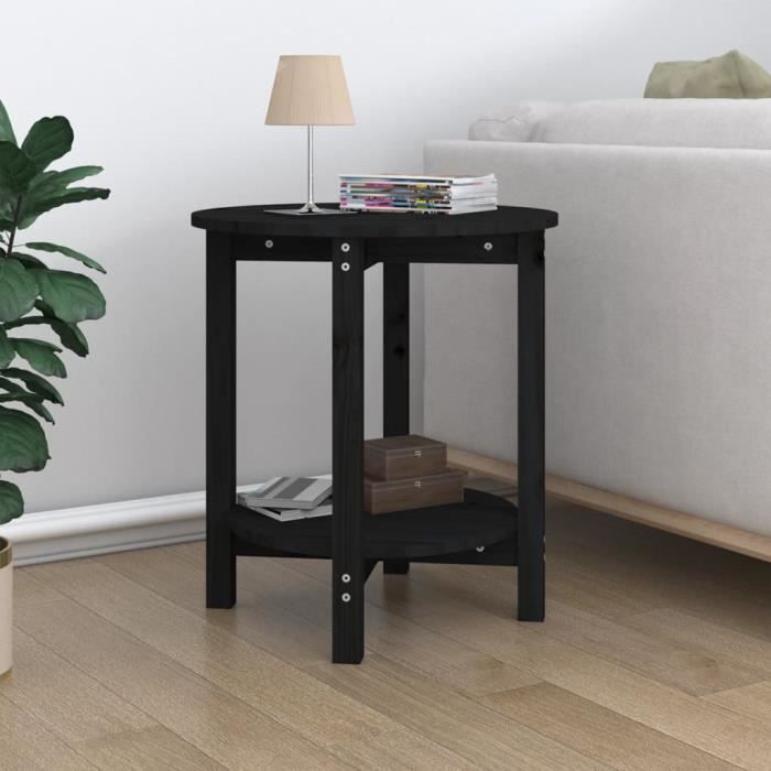 ETO- Table basse Noir Ø 55x60 cm Bois massif de pin -CIK7334380465764 ...