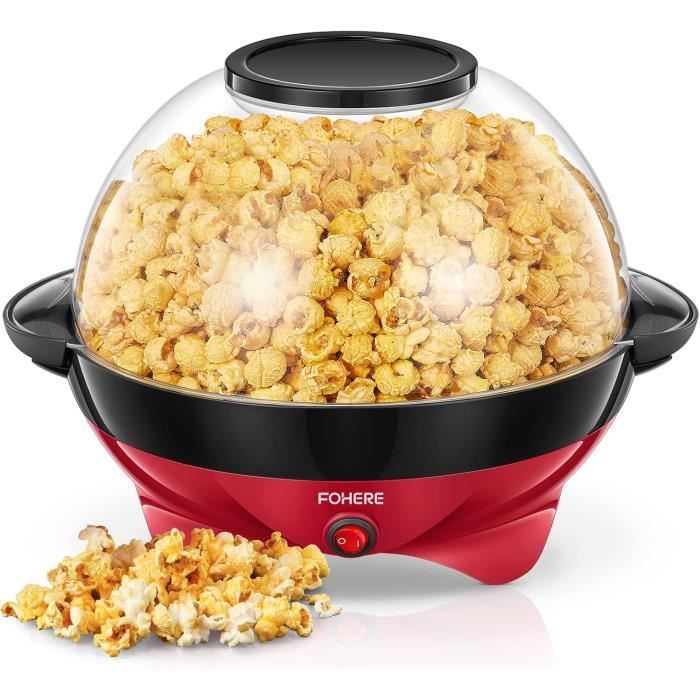Machine à Pop Corn - FOHERE - 5,5 L - 1200 Watt - Rouge - Couvercle ...