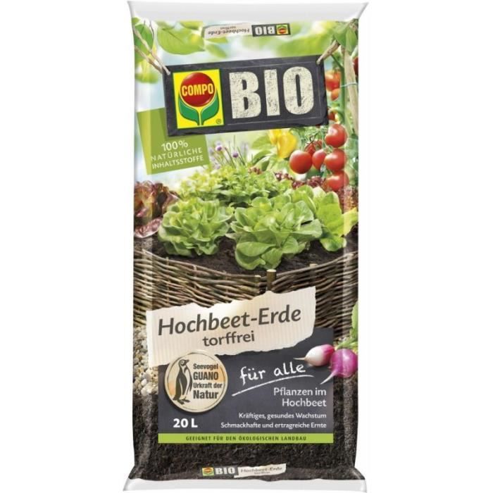 Terreau BIO, sans tourbe 20L COMPO SANA (Par 45) - 4008398261764 ...