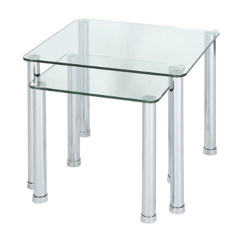 Levv Lot de 2 tables gigognes en verre avec pie… - Cdiscount Maison