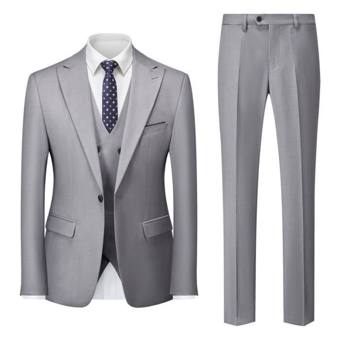 Costume Homme Mariage Slim Fit 3 Pièces Cérémonie Vetement Business ...