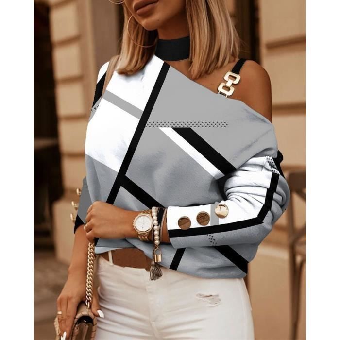 Chemise de bureau évidée à manches longues pour femmes - JOStrap ...