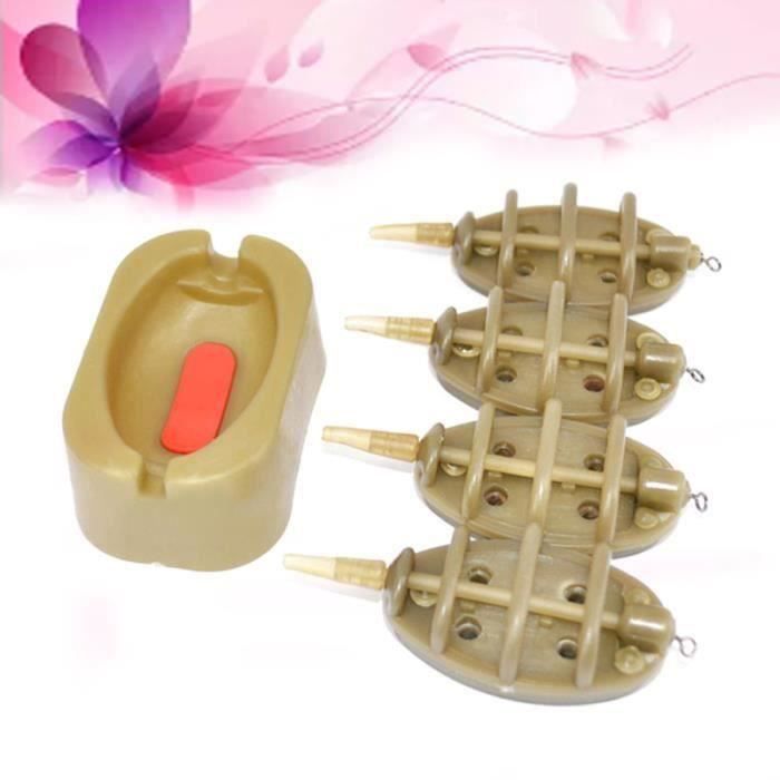Cadeau,1 ensemble de pêche à la carpe en ligne méthode d'alimentation de plomb 4 mangeoires ...