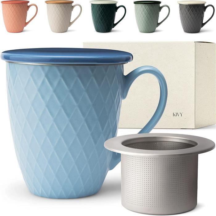 KIVY Grande tasse à thé avec couvercle et passoire [650 ml] XXL ...