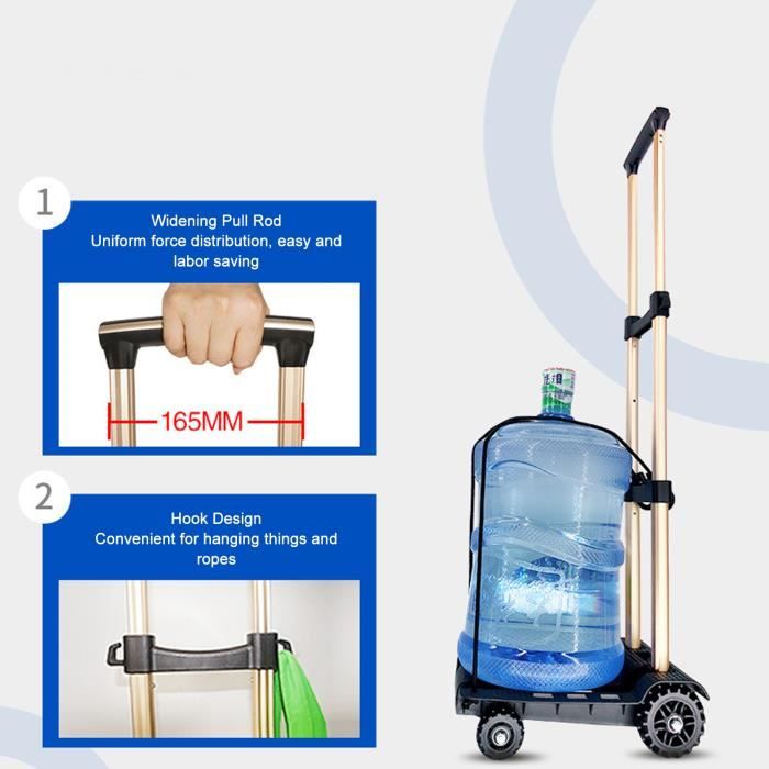 RHO-Chariot à main Chariot Pliant, Chariot de Traction Réglable en ...