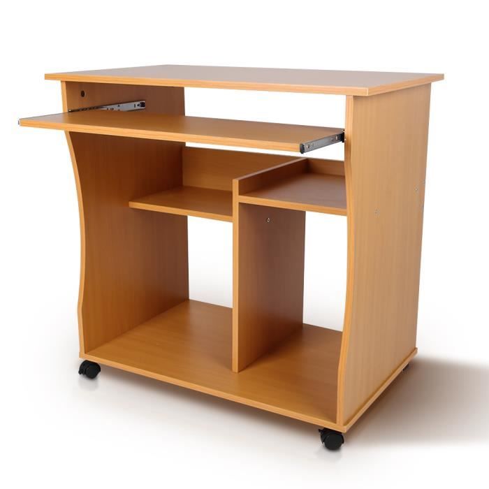 Bureau Informatique Roulant avec Roulettes Table d’Ordinateur avec ...
