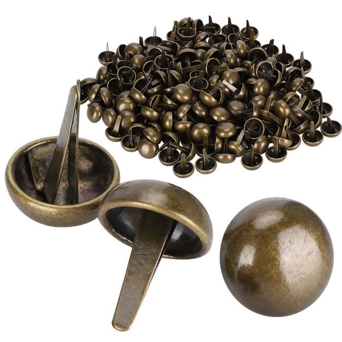 200 pièces 15mm goujons inférieurs Rivets 2 pieds têtes de clou pour ...