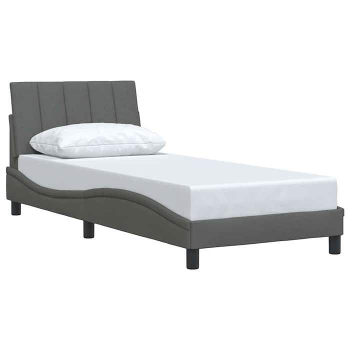 Cadre de lit - VIDAXL - SOLOMON - 1 place 90x200 cm - Tissu gris foncé ...