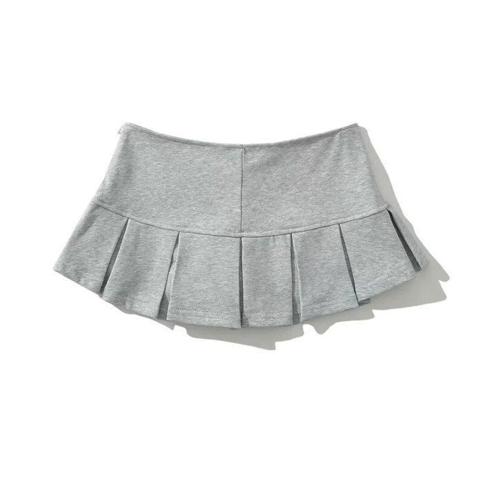 EllYANEllTIAN-Mini jupe à plis larges pour femme,tissu éponge,gris ...