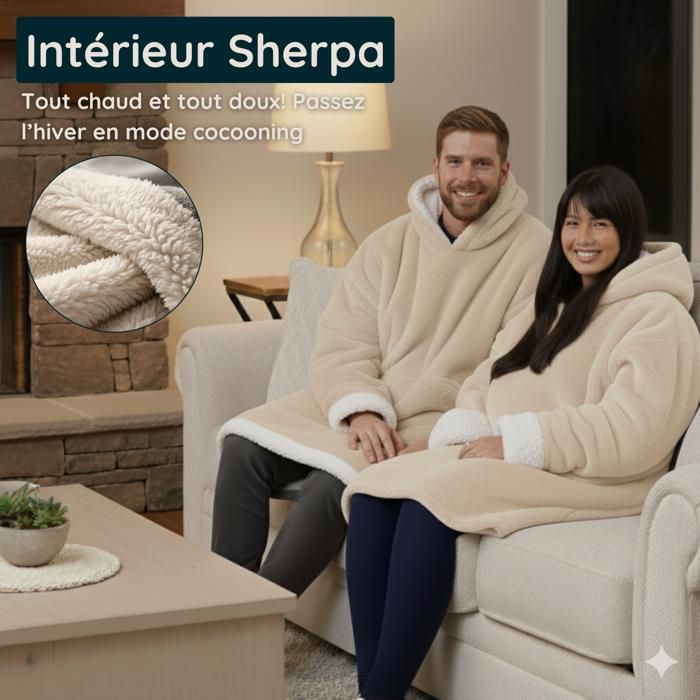 Plaid Pull Sweat à Manche et Capuche avec Poche – Taille Unique 118 x ...