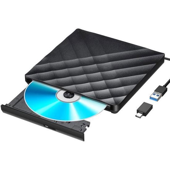 Lecteur DVD Externe avec convertisseur USB 3.0 et Type-C Lecteur CD DVD ...