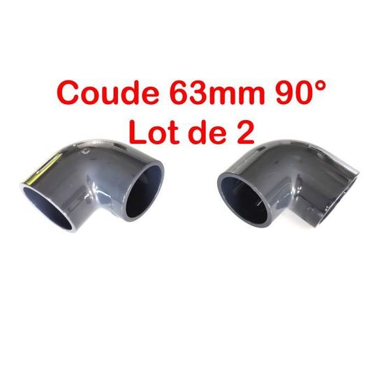 Lot de 2 Coudes 90° 63mm diamètre PVC Pression / 63 mm 6,3cm intérieur ...