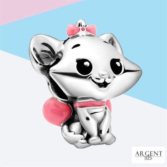 Mary Cat Argent 925 Chat Charms rose mignon Charme Compatible Pandora ...