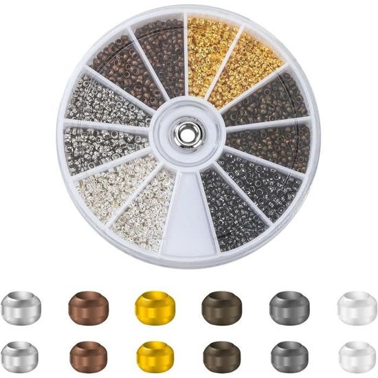 Perles à Sertir en Laiton 2400 Pièces Métal Rocaille Perle 2 mm 2.5 mm ...