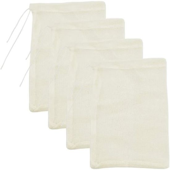 Lot de 4 petits sacs à étamine pour lait chaud, thé, infusion à froid ...